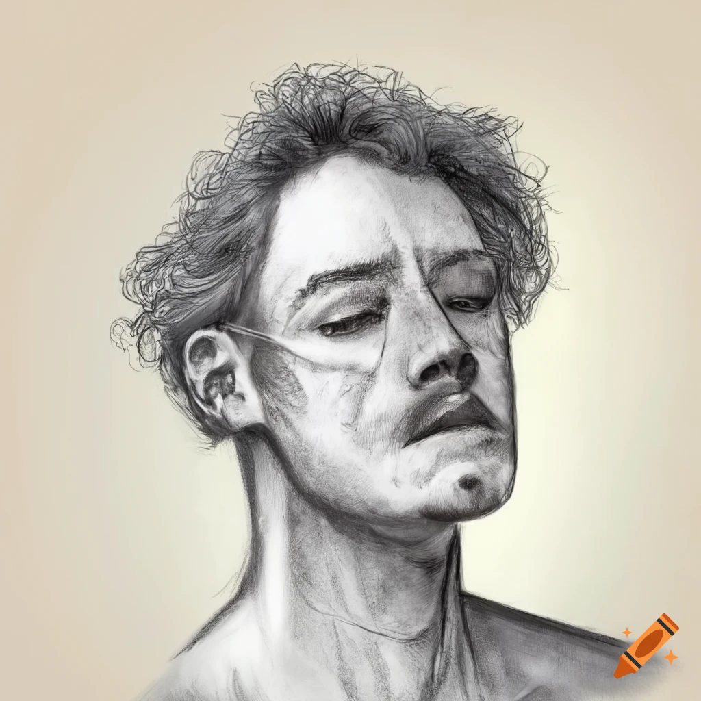 Pencil sketch of a clothed man with a slim face on Craiyon