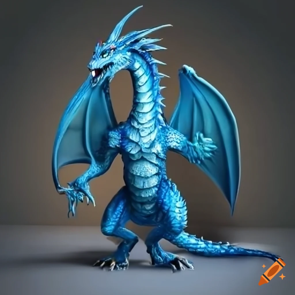 Blue dragon standing on two legs on Craiyon