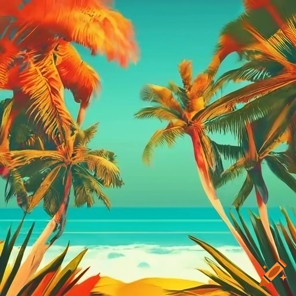 Vintage tropical travel poster with stunning features on Craiyon
