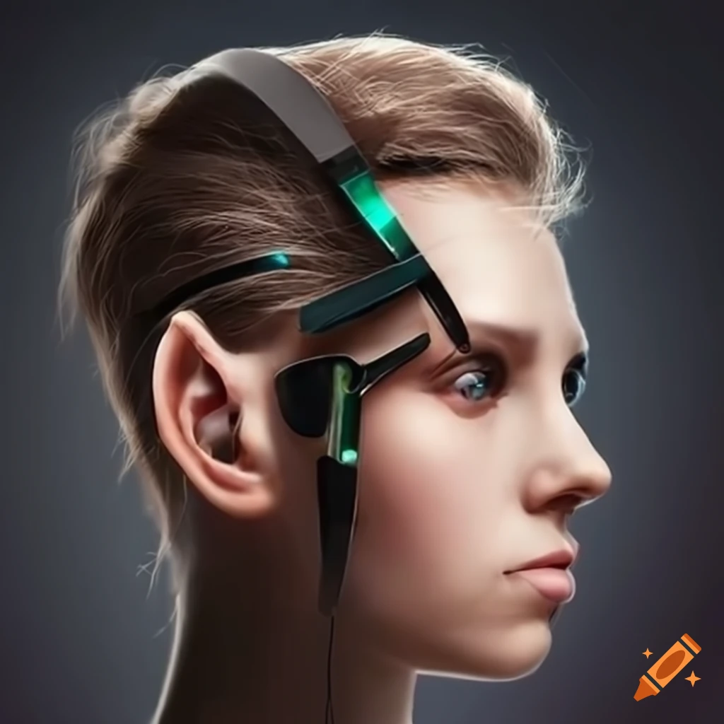 Futuristic wearable brain activity tracking earpiece design on Craiyon