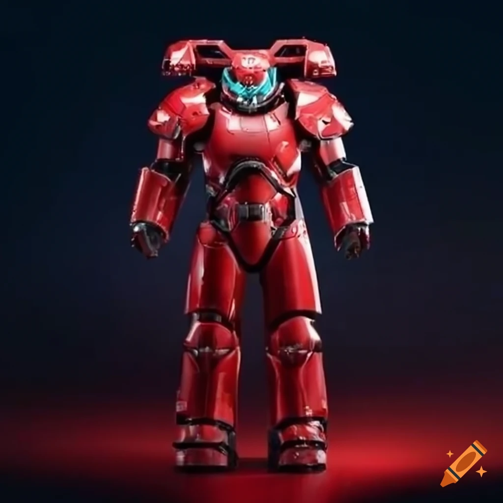 Red crystal power armor with jet pack turbines on Craiyon