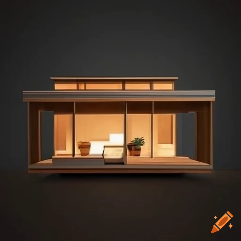 Minimalist rectangular wood house on Craiyon