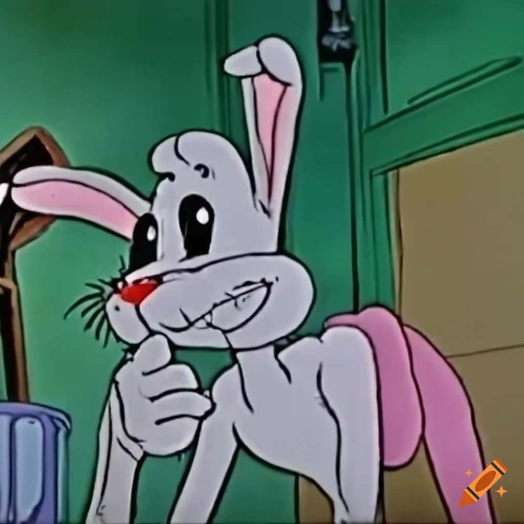 Animated cartoon movie featuring a rabbit with a vhs aesthetic on Craiyon
