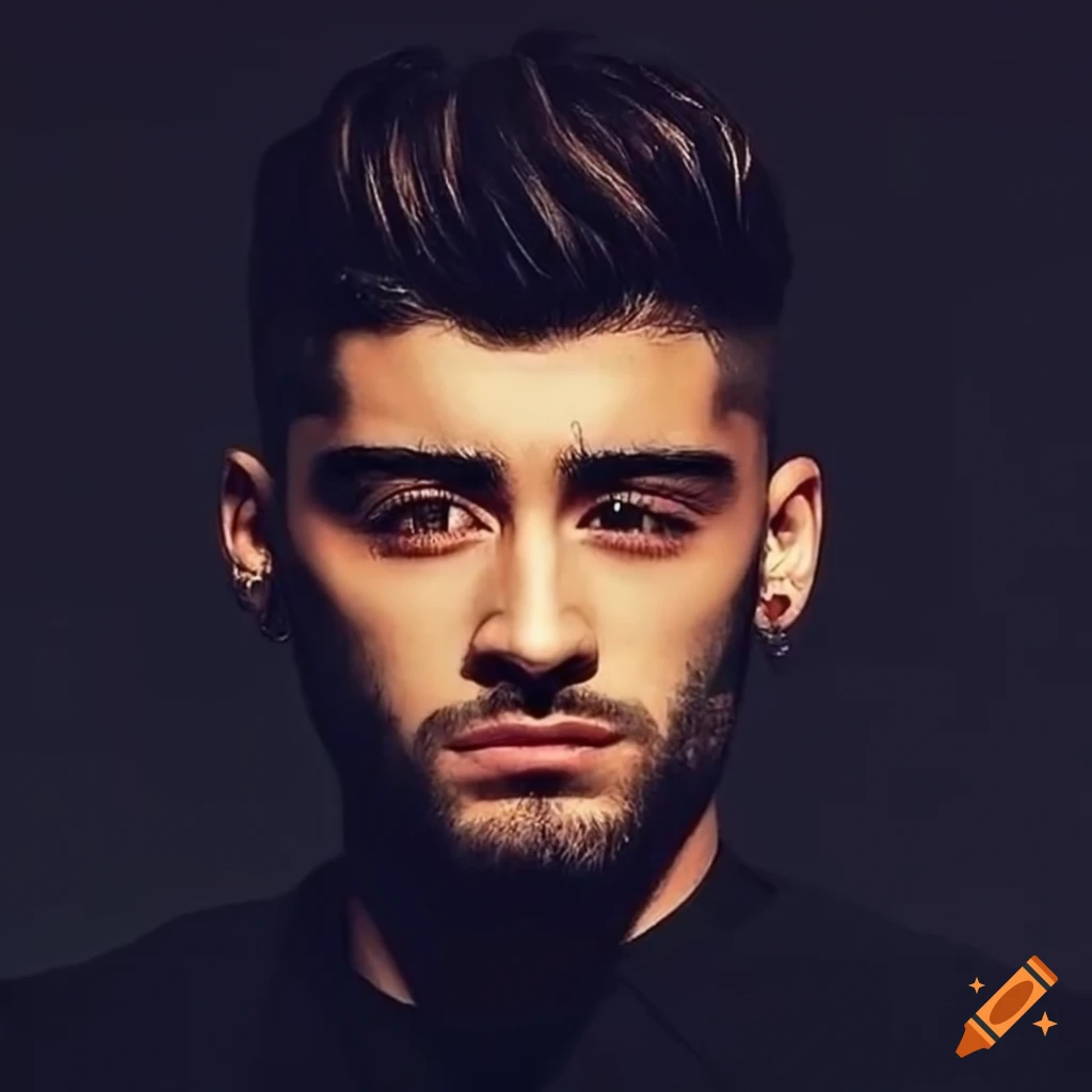 Portrait of zayn malik with sunset in background on Craiyon