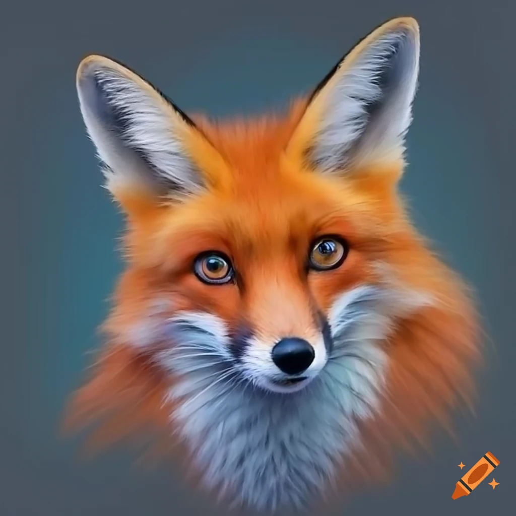 Artistic depiction of lady fox in blue and orange color scheme on Craiyon