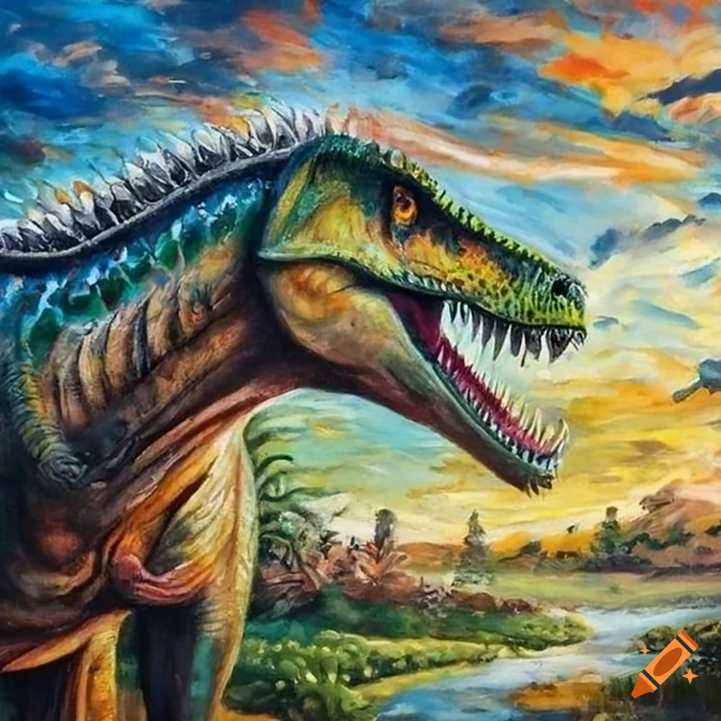 Detailed painting of a dinosaur on Craiyon