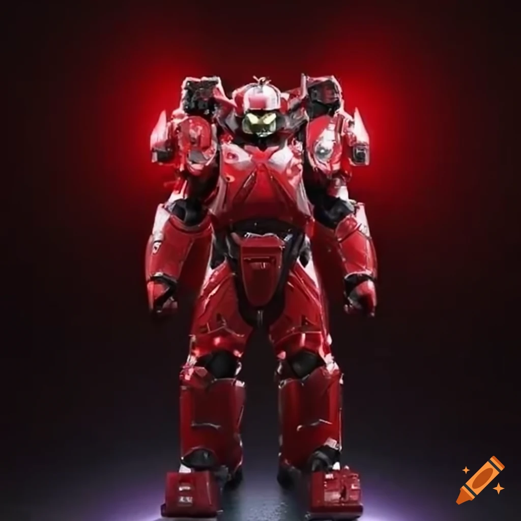 Full body power armor made of red crystals with jet pack turbines on ...