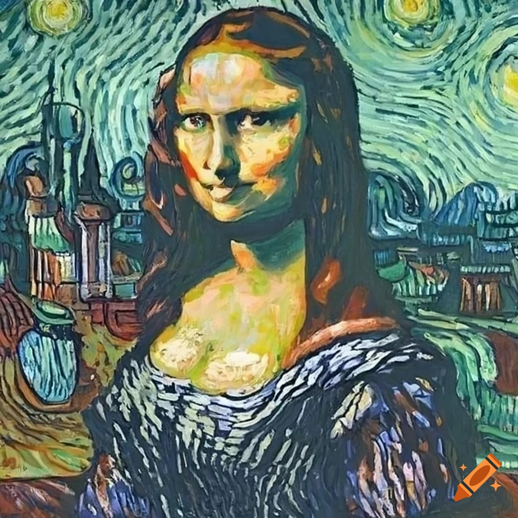 Artistic reinterpretation of mona lisa in the style of vincent van gogh ...