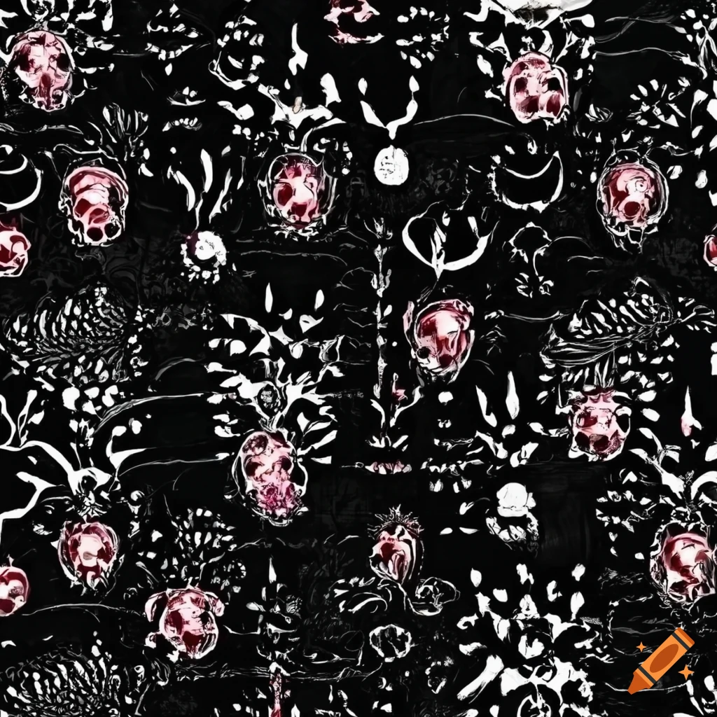 Black and white maximalist pattern design on Craiyon