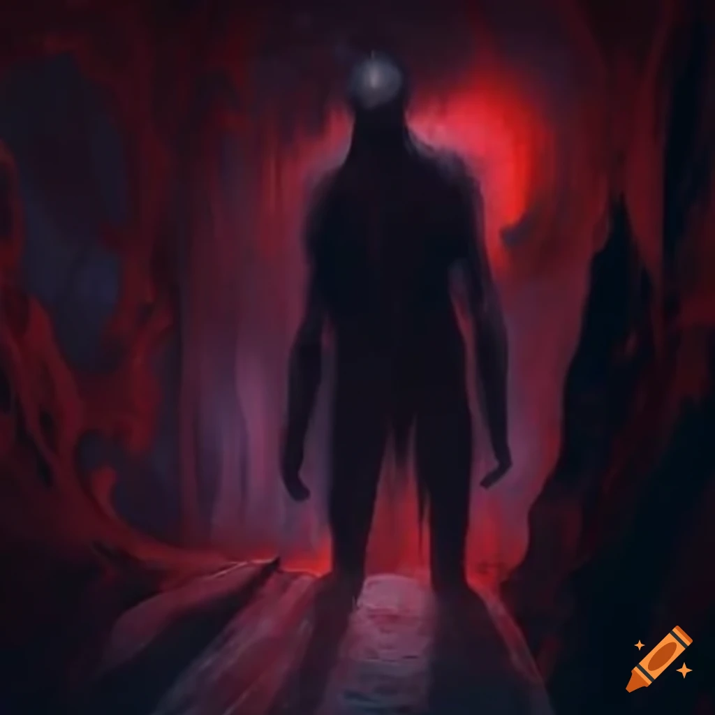 Abstract red entity created with painted streaks in the void on Craiyon