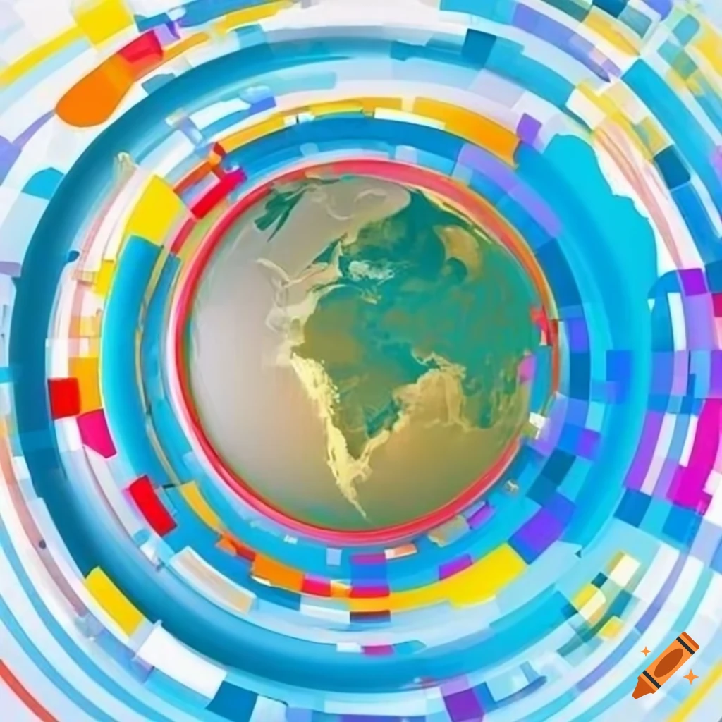 Modern abstract design symbolizing unity across disciplines with earth ...