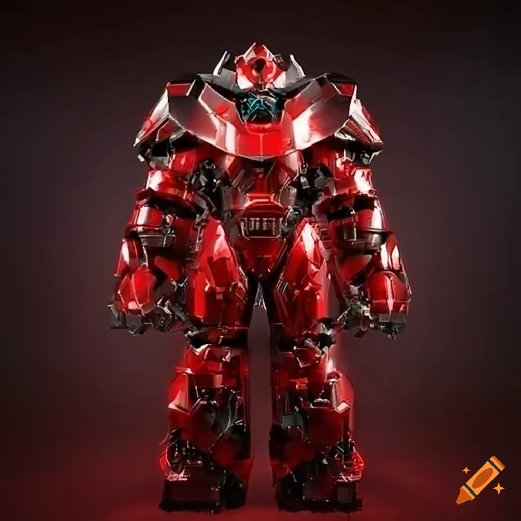 Red crystal power armor with jet pack turbines on Craiyon