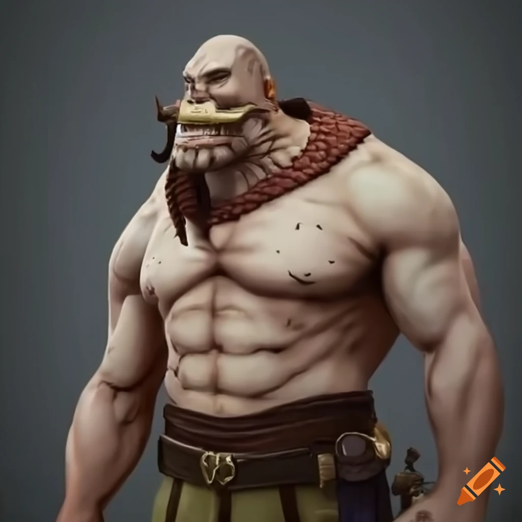 DnD goliath resembling Edward Newgate mustache from One Piece on Craiyon