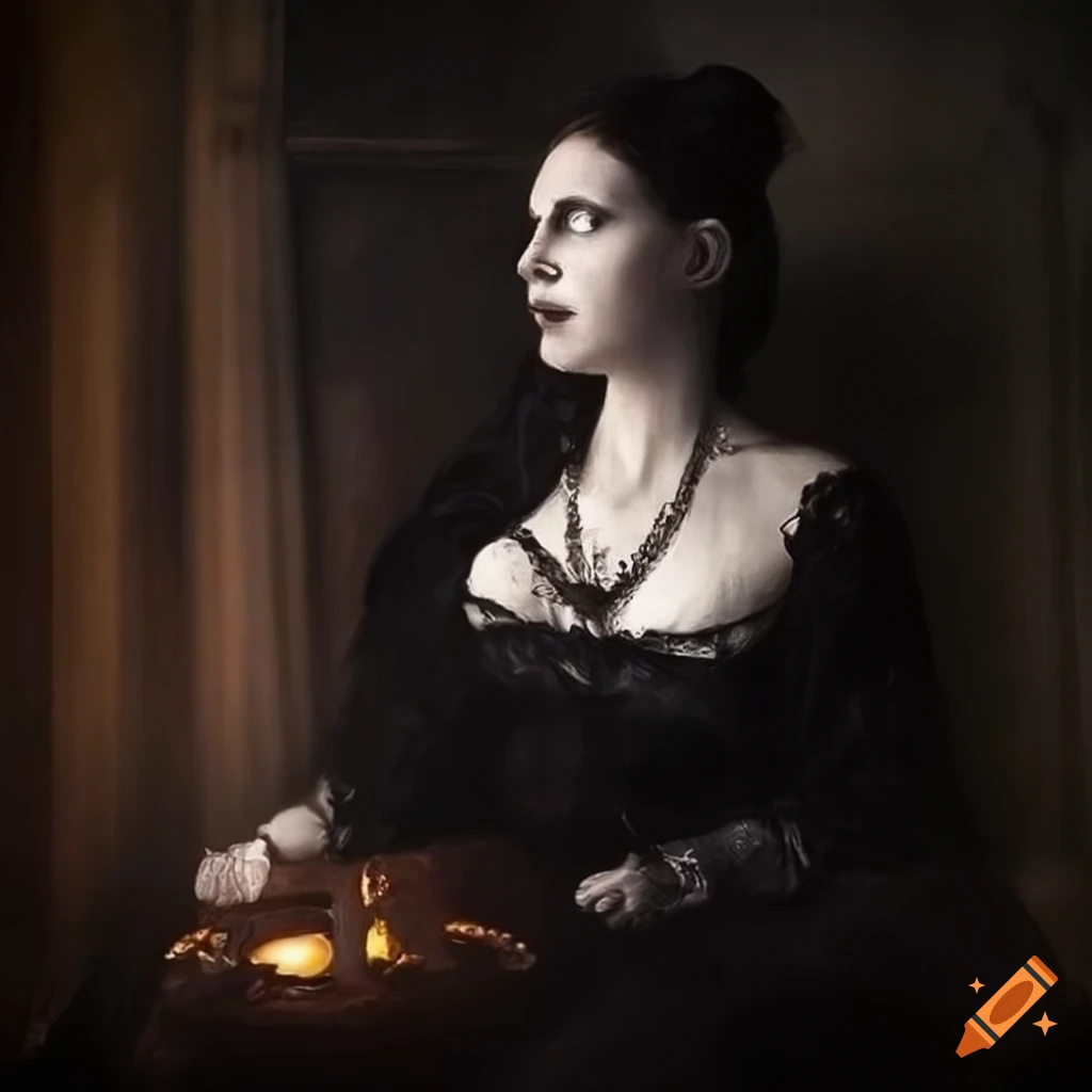 Gothic painting of a figure shaped by shadows and candlelight on Craiyon