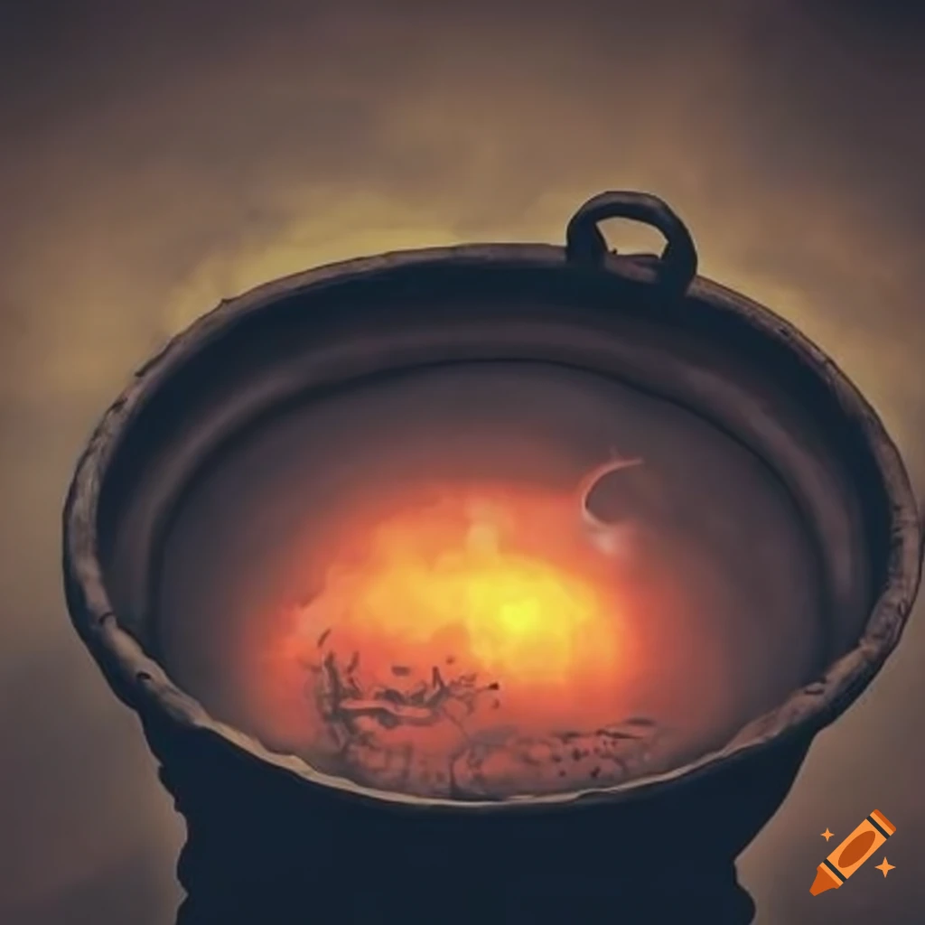 Looking down into cauldron on Craiyon