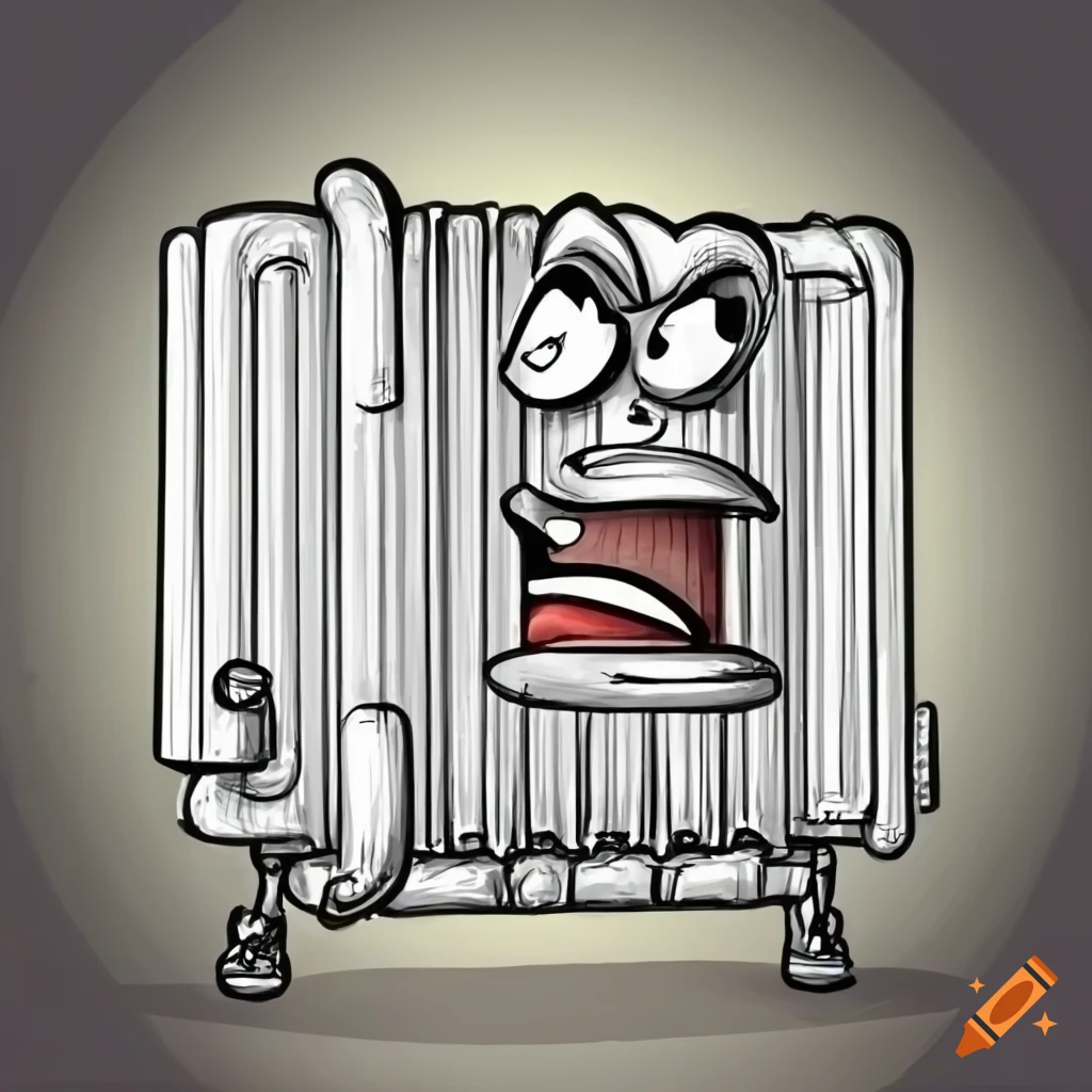 Angry cartoon radiator with a face on Craiyon