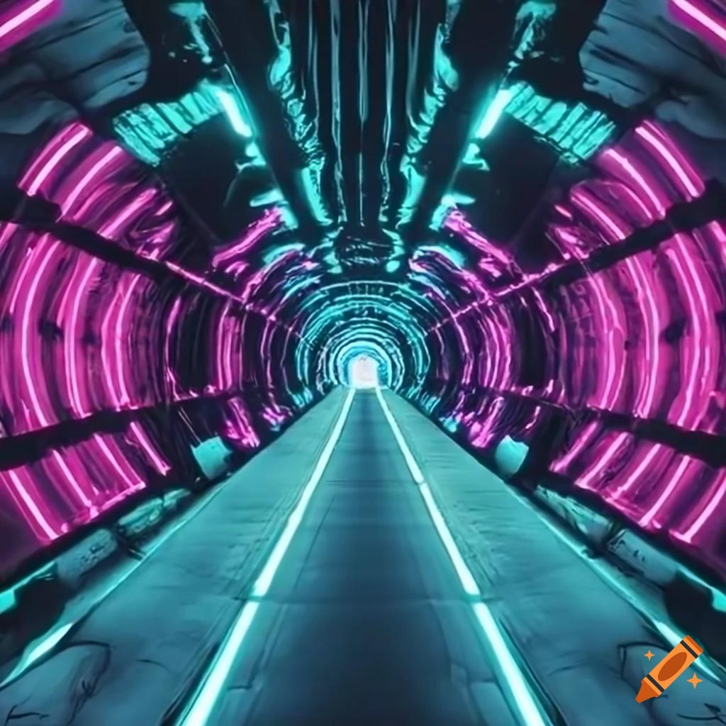 Neon tunnel on Craiyon