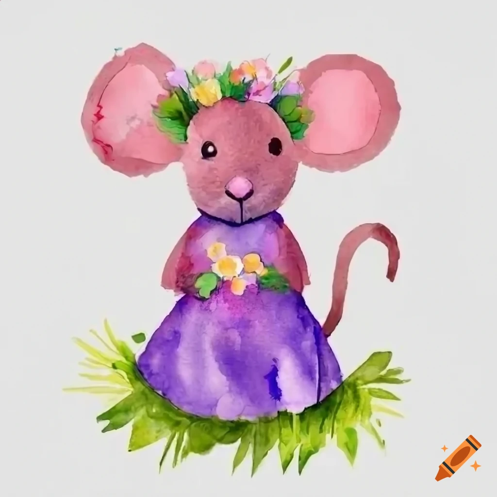 Cute storybook mouse made of flower blossoms in a flower field on Craiyon