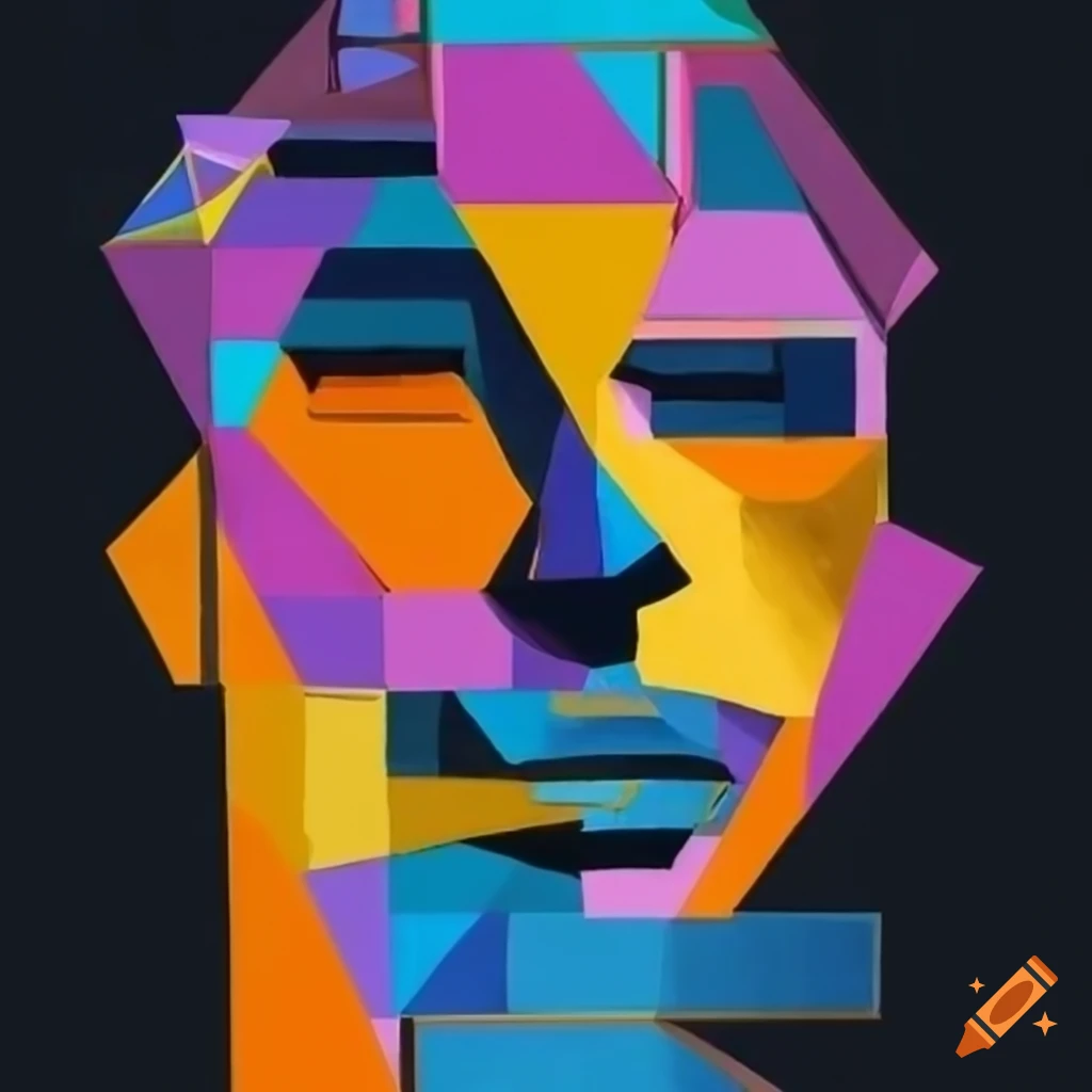 Abstract cubist artwork of a man's face on Craiyon