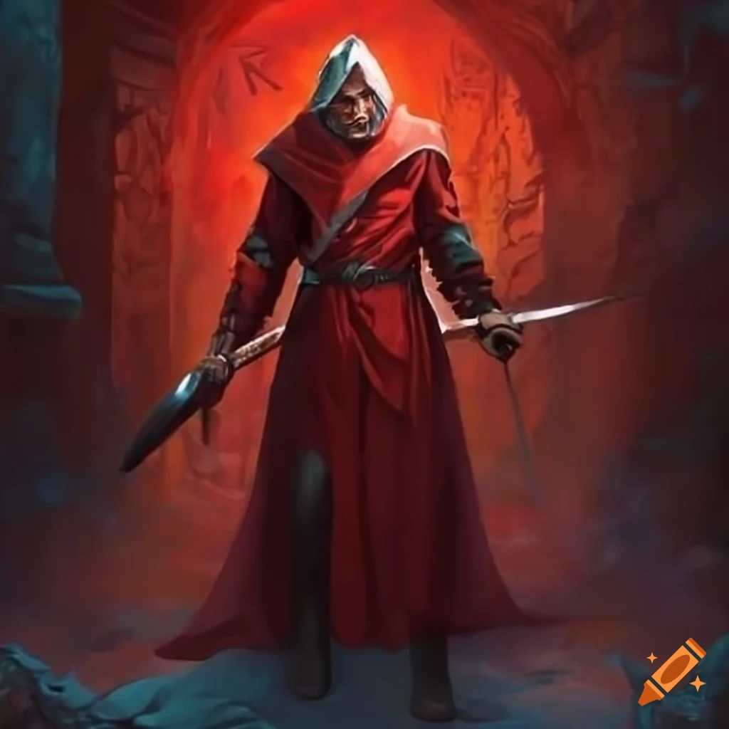 Faction hero in red robes carrying a sword on Craiyon