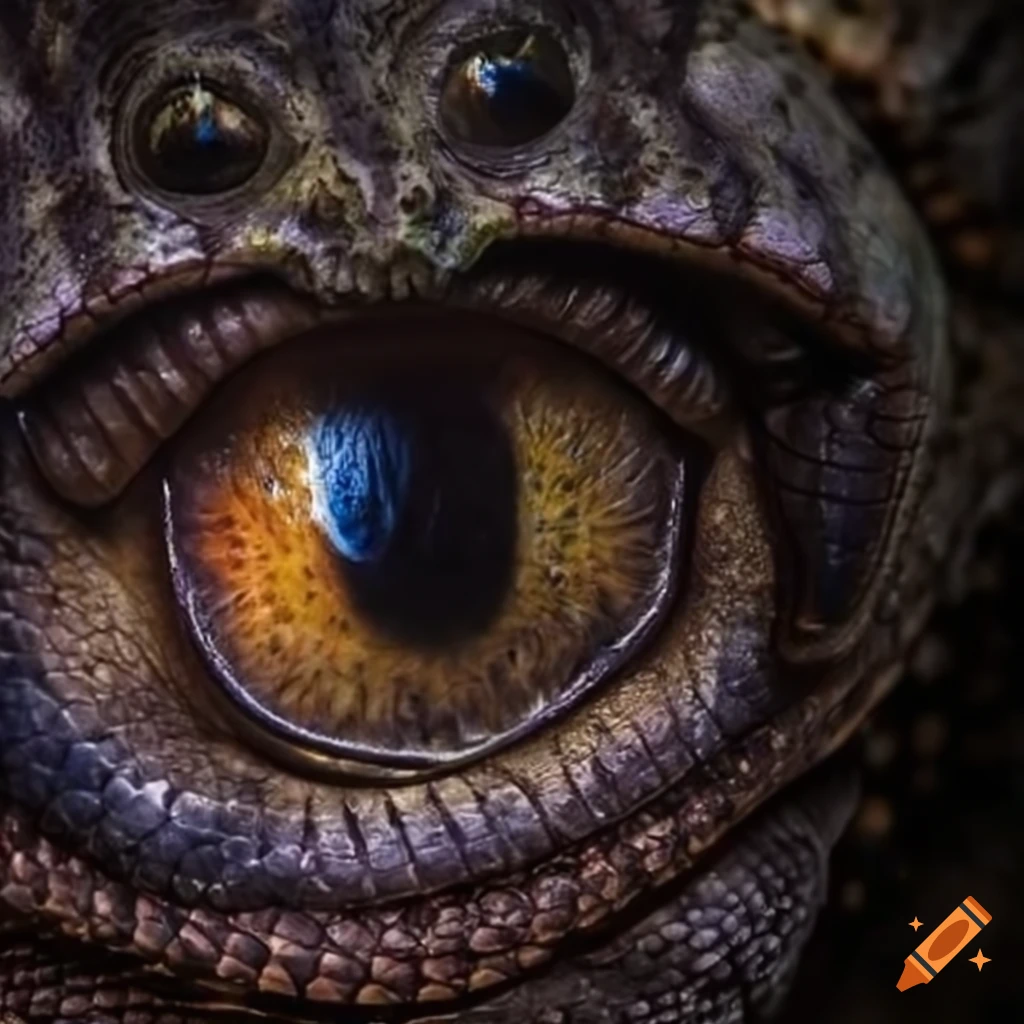 Dark fantasy lizard eye close-up on Craiyon