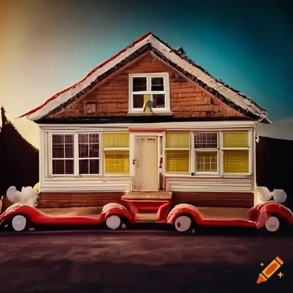 House-shaped cake with solar panels and electric car in front on Craiyon