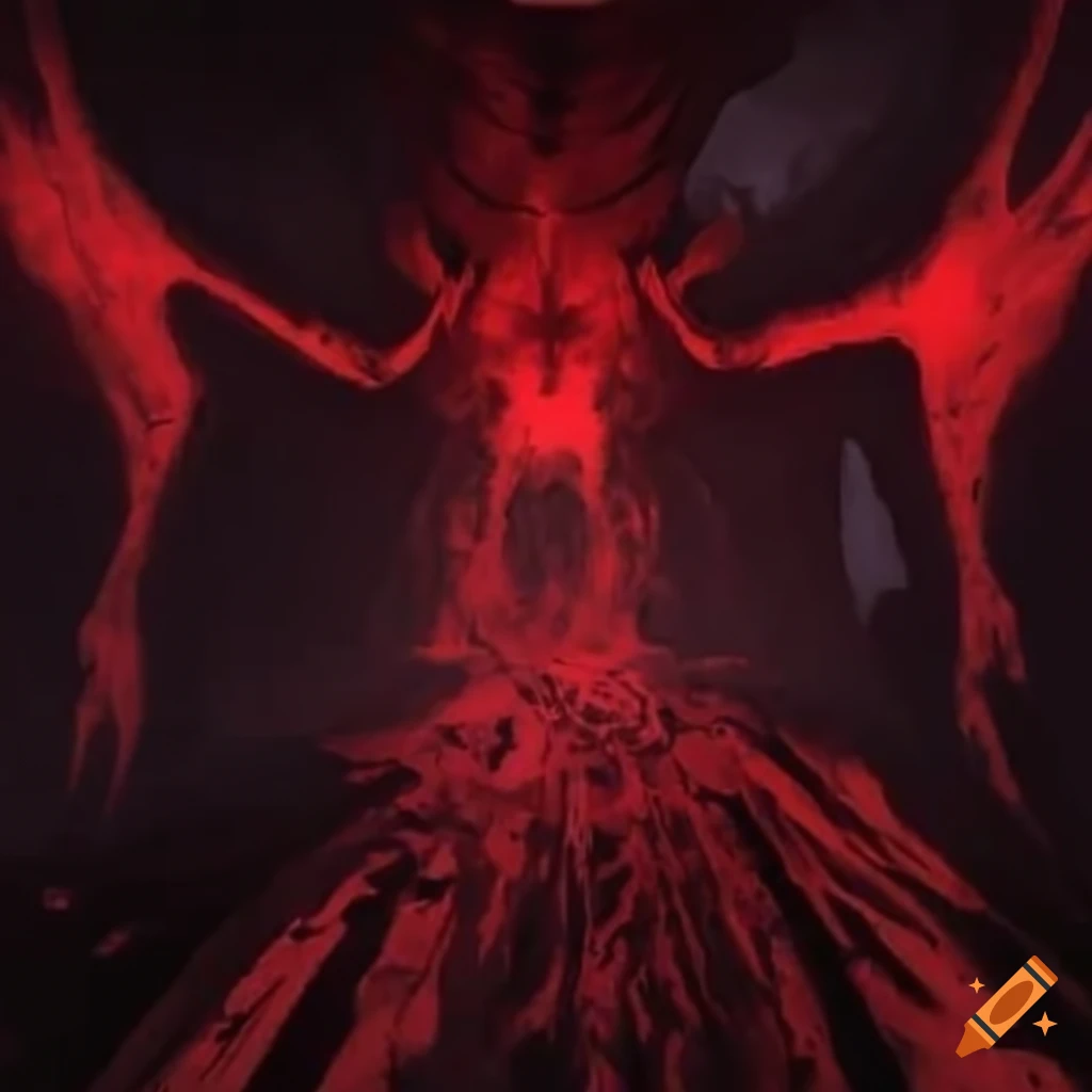 Unknown red entity created by painted streaks in the void on Craiyon