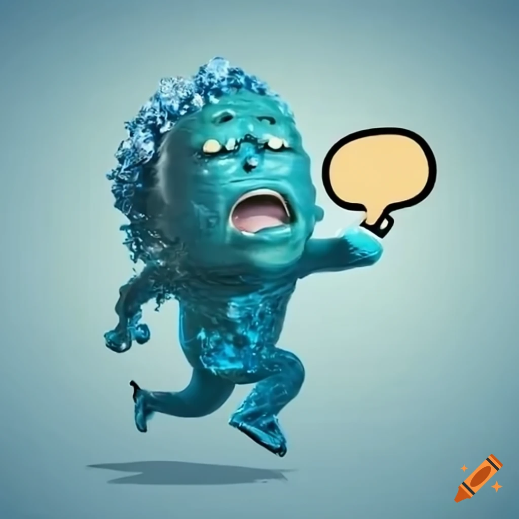 Hydro homie running with water and speech bubble on Craiyon