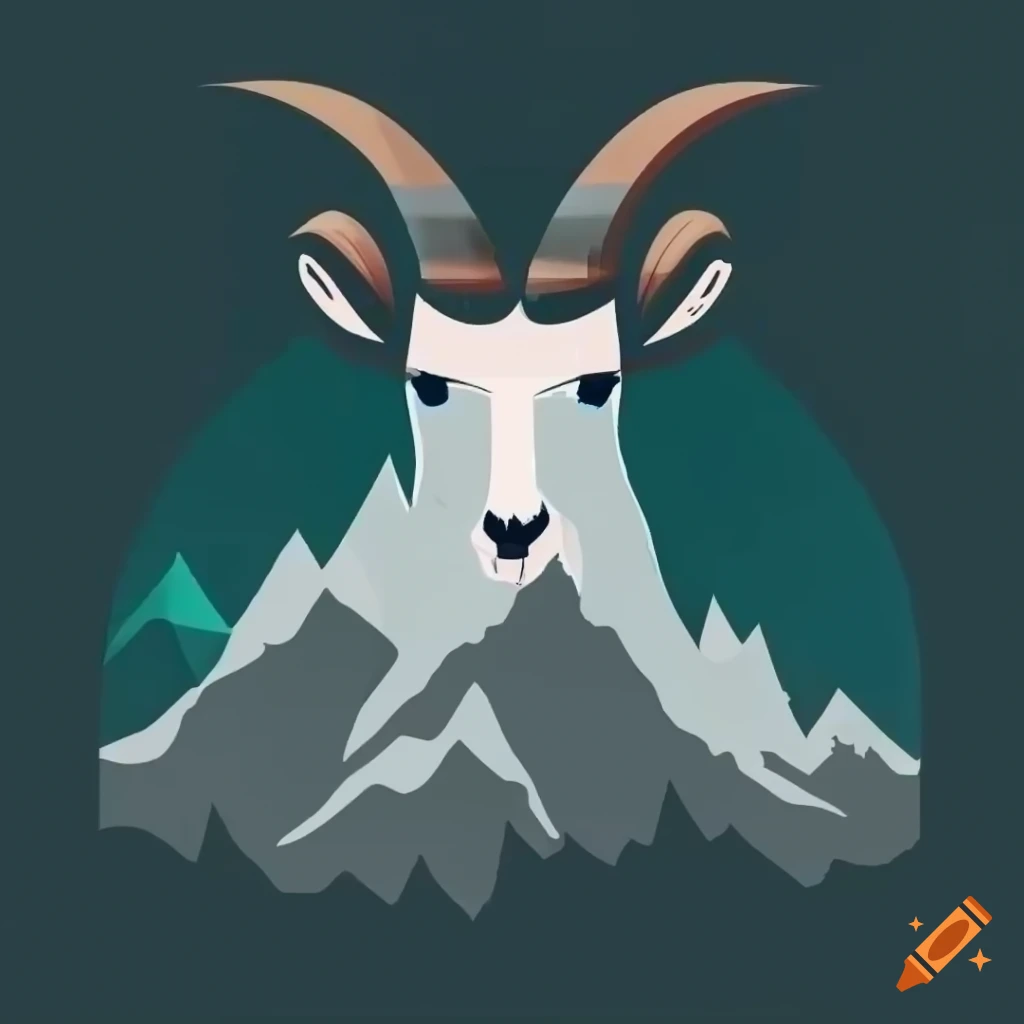 Mountain goat logo with creative mountain design on Craiyon