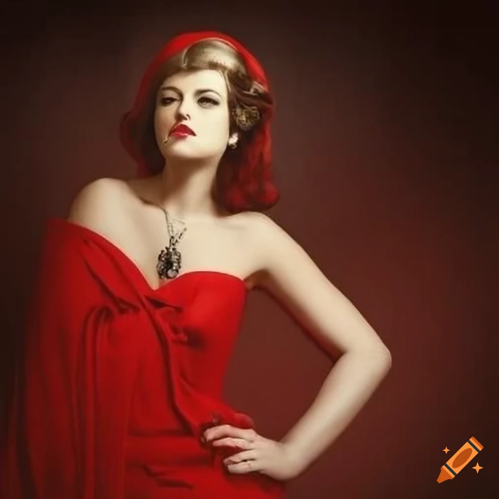 Art deco woman in a red dress on Craiyon