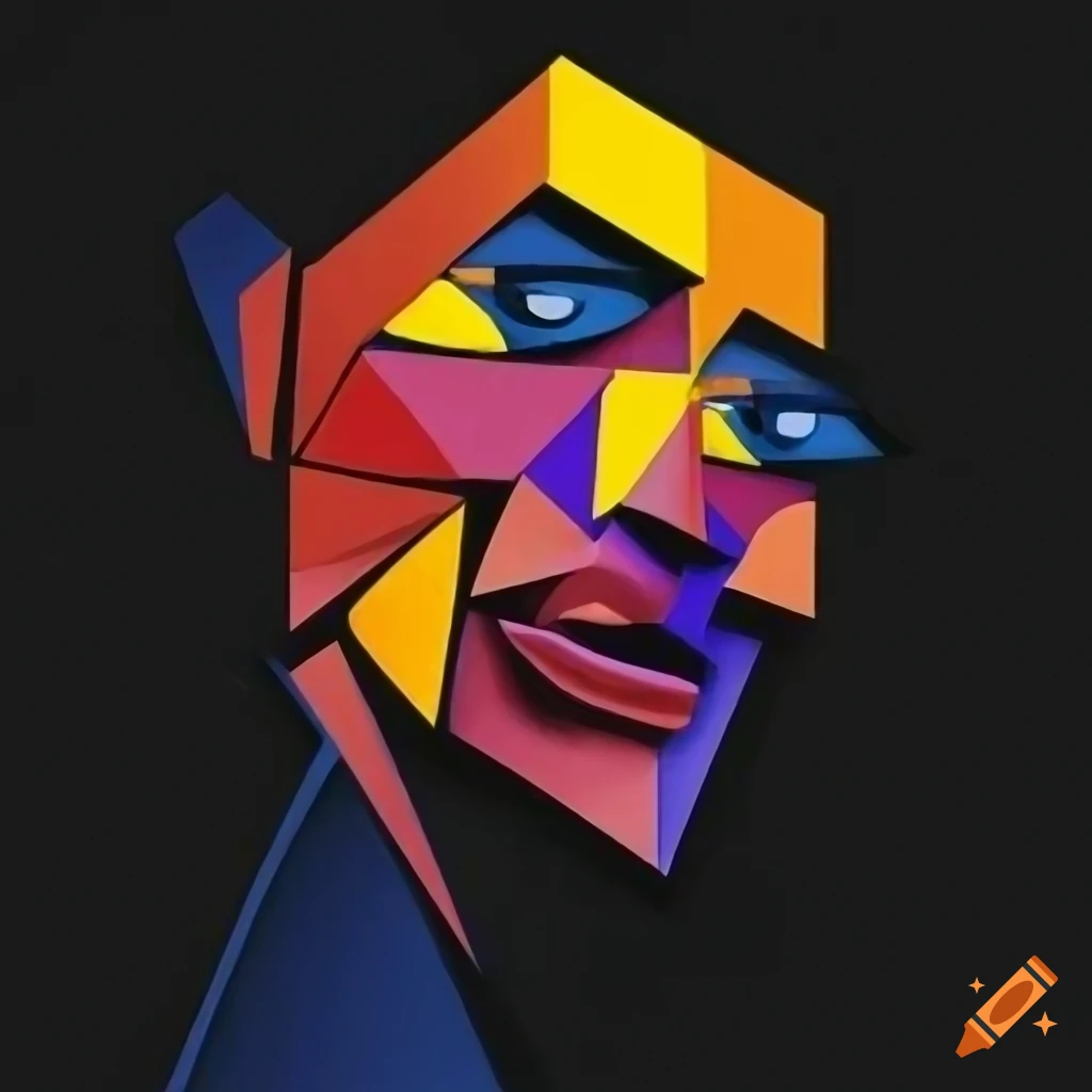 Abstract cubist artwork of a man's face on Craiyon