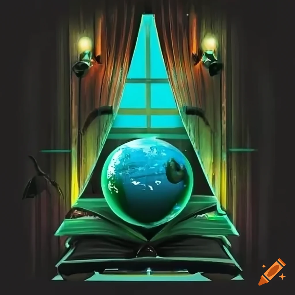 World magically emerging from an open book on Craiyon