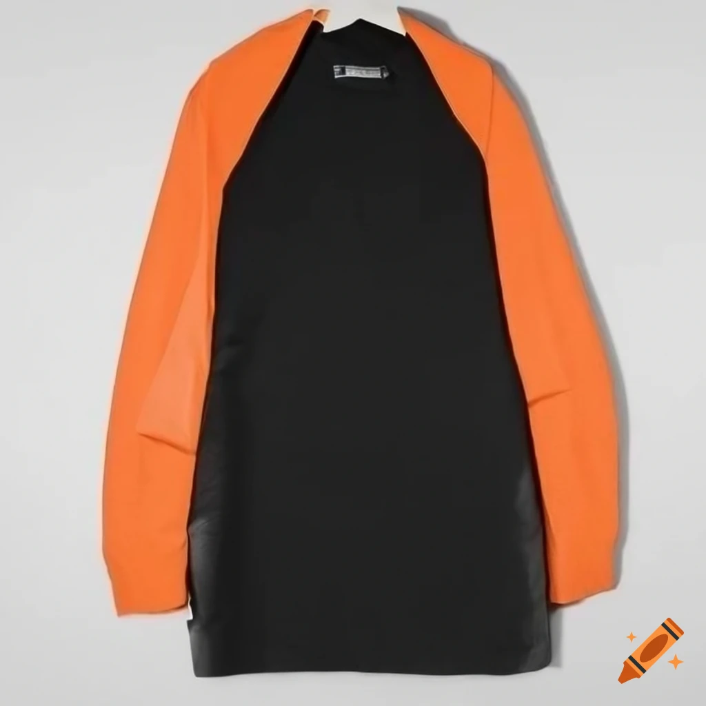 Unisex rick owens orange cotton and pvc outfit in a dark setting on Craiyon