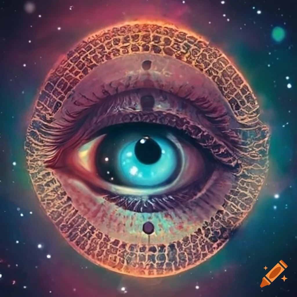 All-seeing eye and pyramid in space on Craiyon