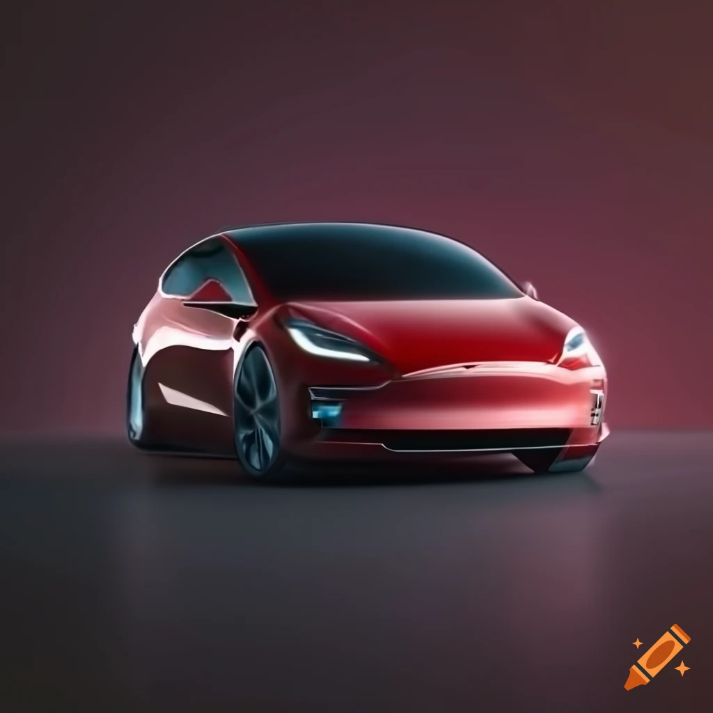 Compact tesla electric car in a realistic rendering on Craiyon