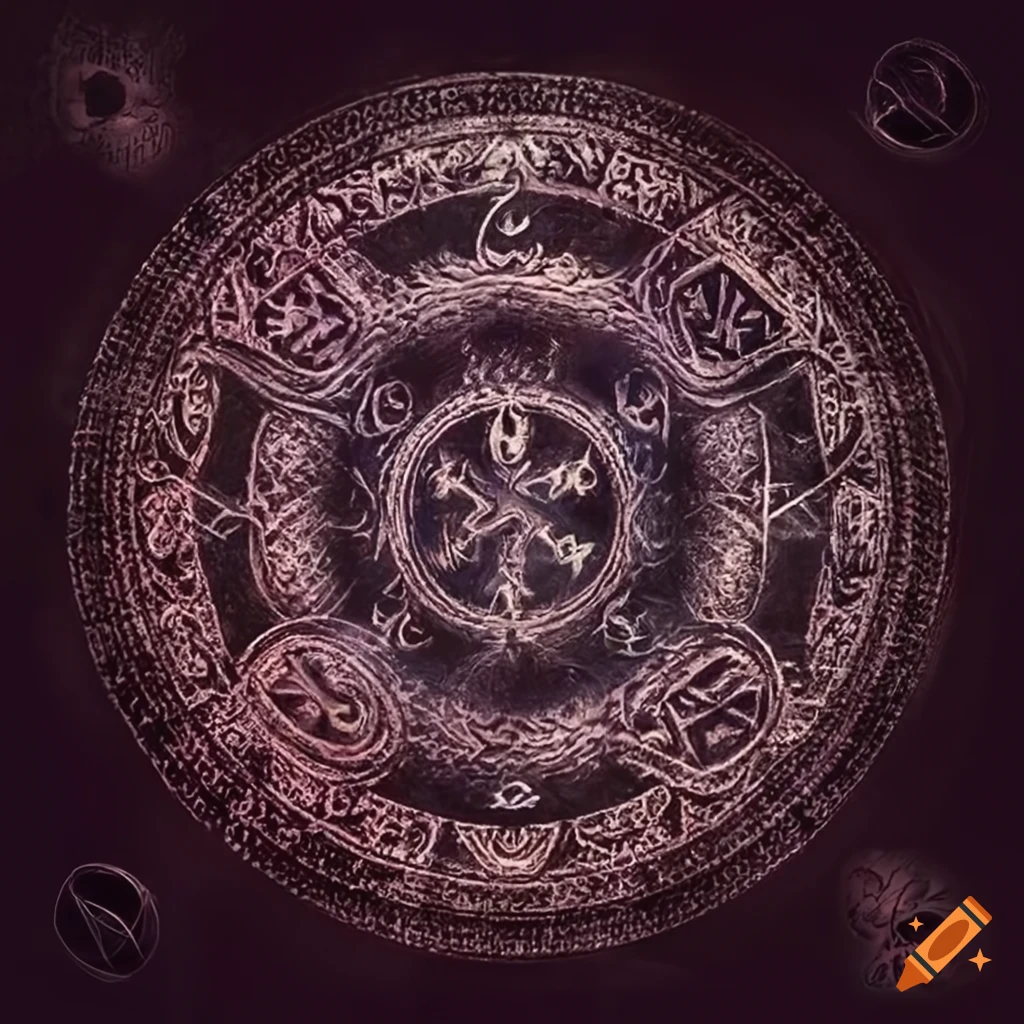 Magic summoning circle with nordic runes texture on Craiyon