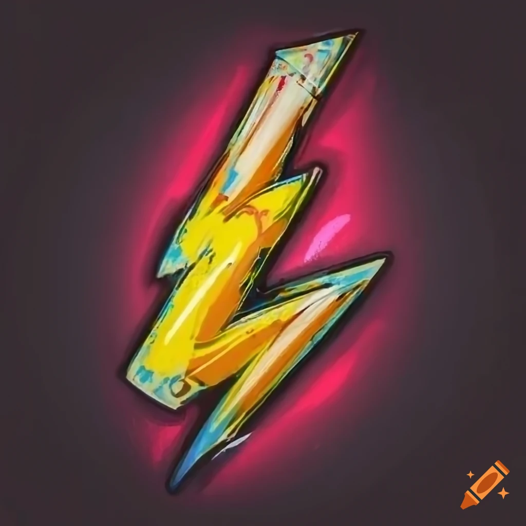 Spray painted graffiti flash icon on Craiyon