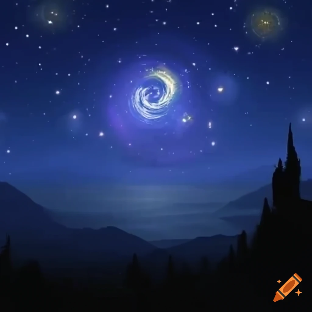 Realistic 8k remake of Starry Night painting on Craiyon