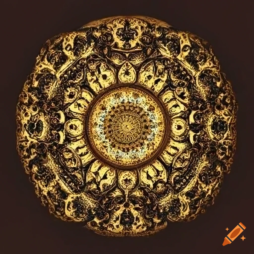 Circular intricate gold pattern design on Craiyon