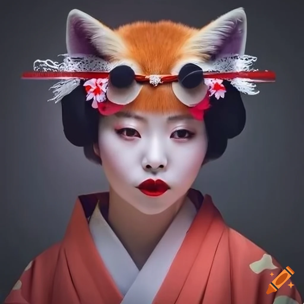 Fox dressed as a geisha on Craiyon