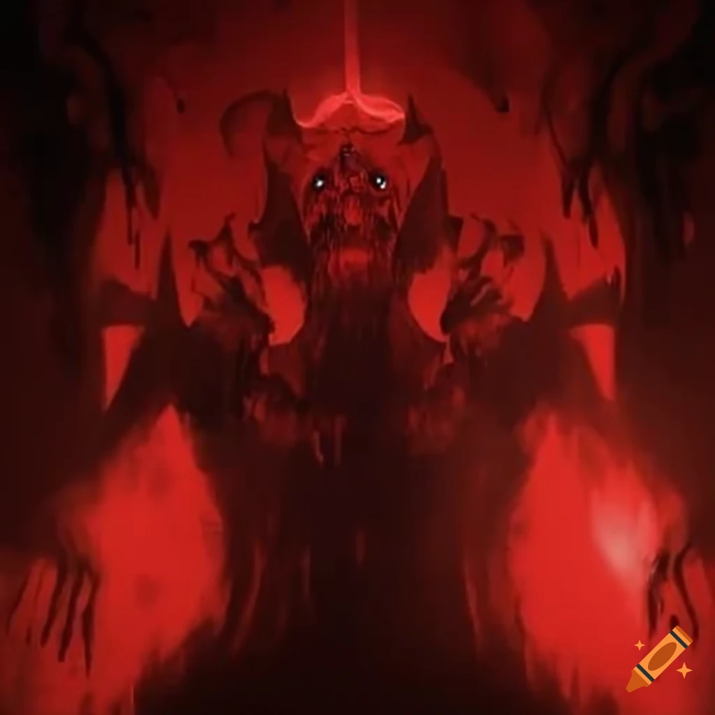 Unknown red entity created by painted streaks in the void on Craiyon