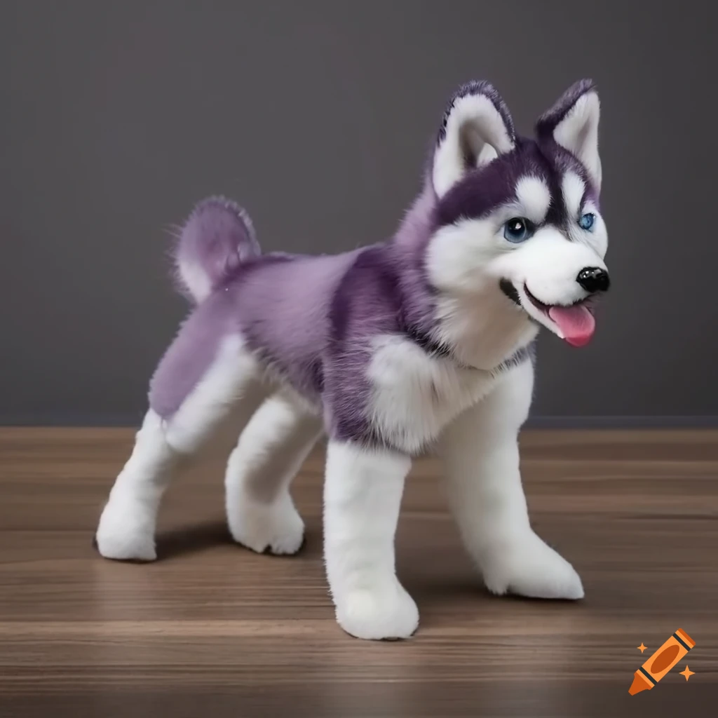 Purple Siberian Husky plush doll on Craiyon