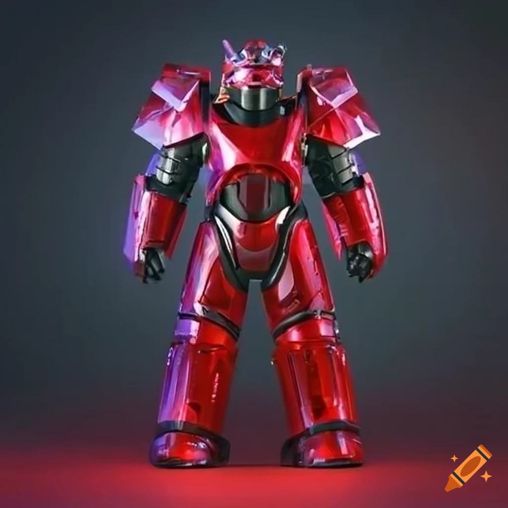 Red crystal power armor with jet pack turbines on Craiyon