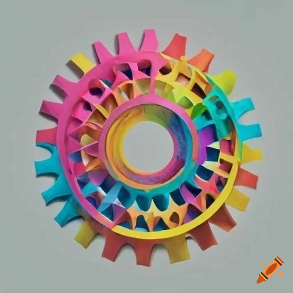 Colorful paper cog on Craiyon