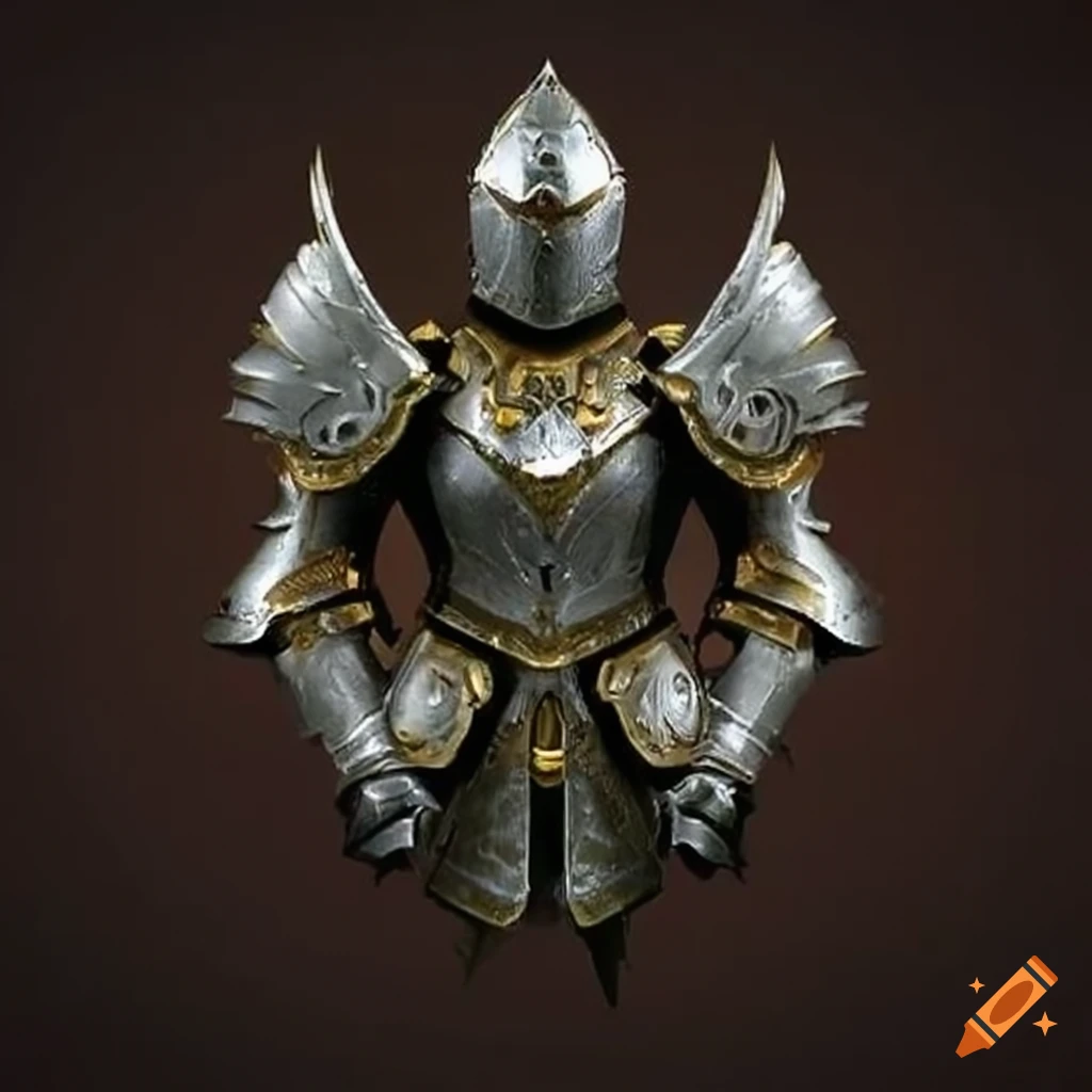 Front view of majestic magic armor on Craiyon