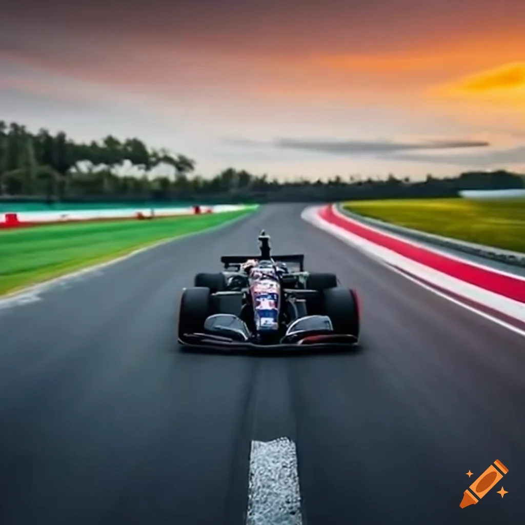 View from cockpit car on a race track inspired by tv f1 transmission on ...