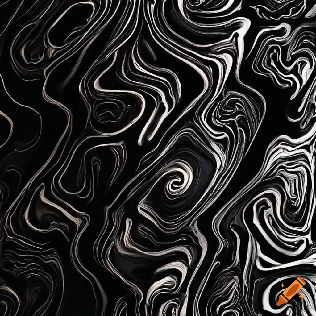 Black ink abstract artwork with organic shapes and delicate patterns on ...