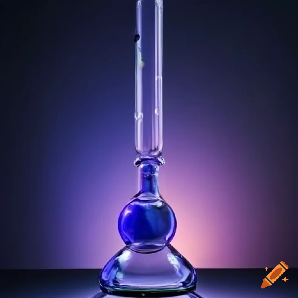 Scientific glass apparatus emitting colorful rays on Craiyon