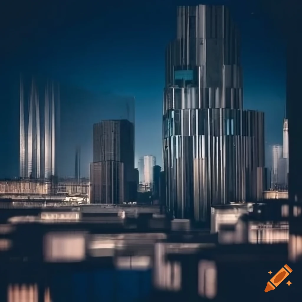Highly developed modern high tech metropolis with skyscrapers and ...