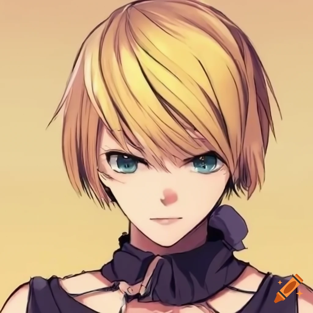Anime character with short blonde hair in a prideful pose on Craiyon